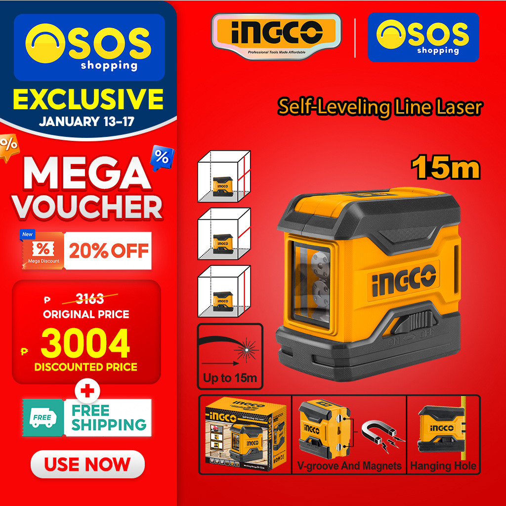 Ingco Original Self-Leveling Line Laser HLL156508 •OSOS• | Shopee ...