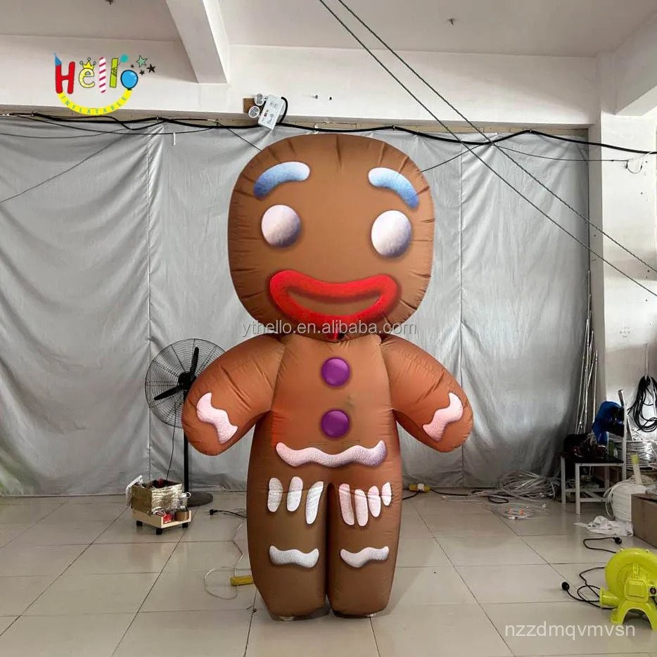 Christmas Inflatable Gingerbread Man Costume Holiday Party Giant Xmas ...