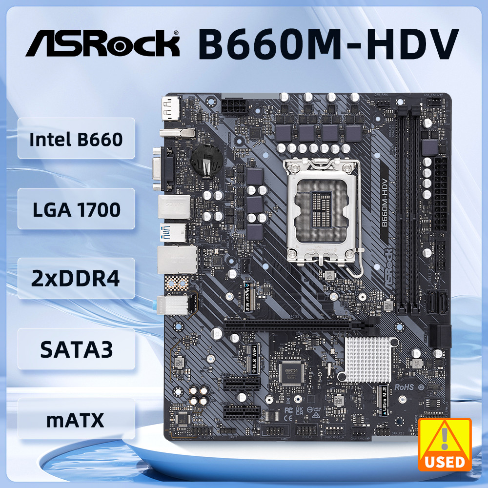 ASrock B660M-HDV B660M Motherboard LGA 1700 DDR4 64GB Intel B660 M.2 ...