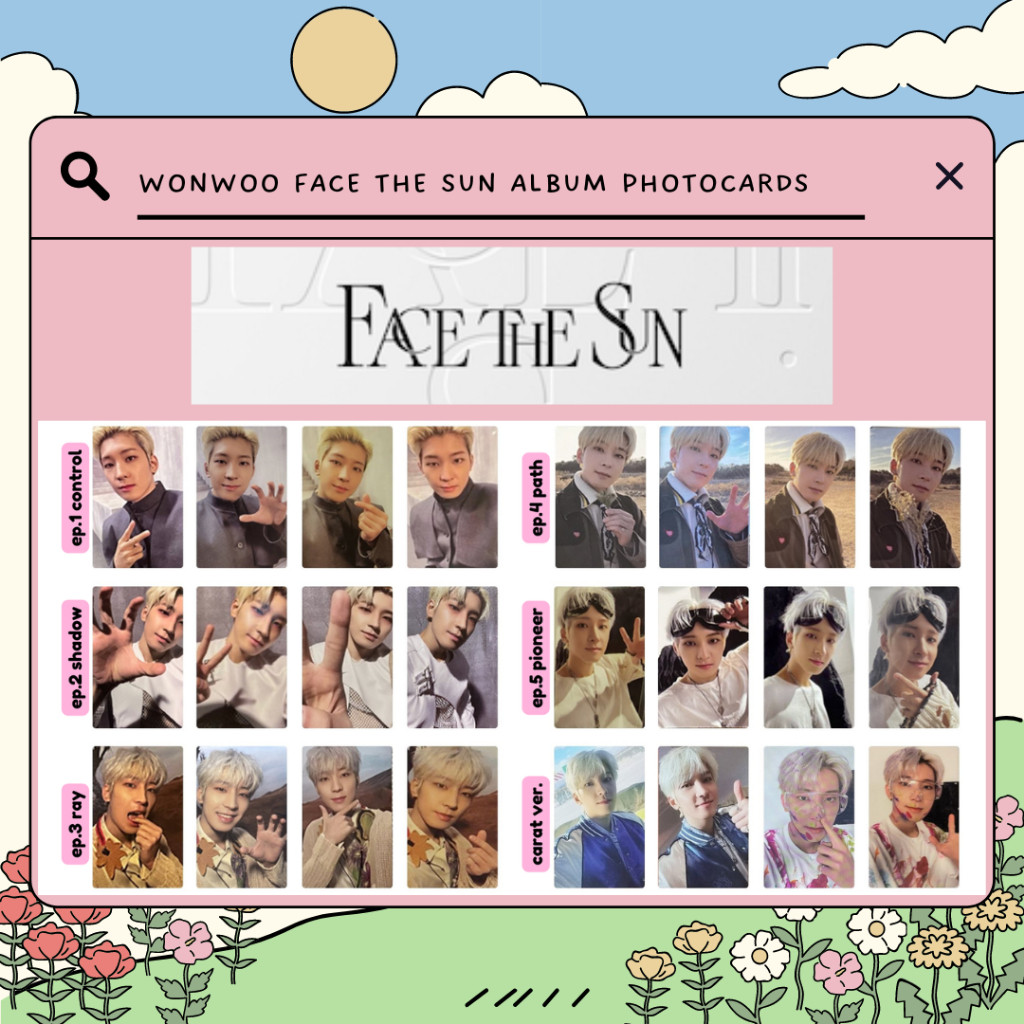 [PER PIECE/SET] WONWOO FACE THE SUN FTS ALBUM FANMADE PHOTOCARD ...
