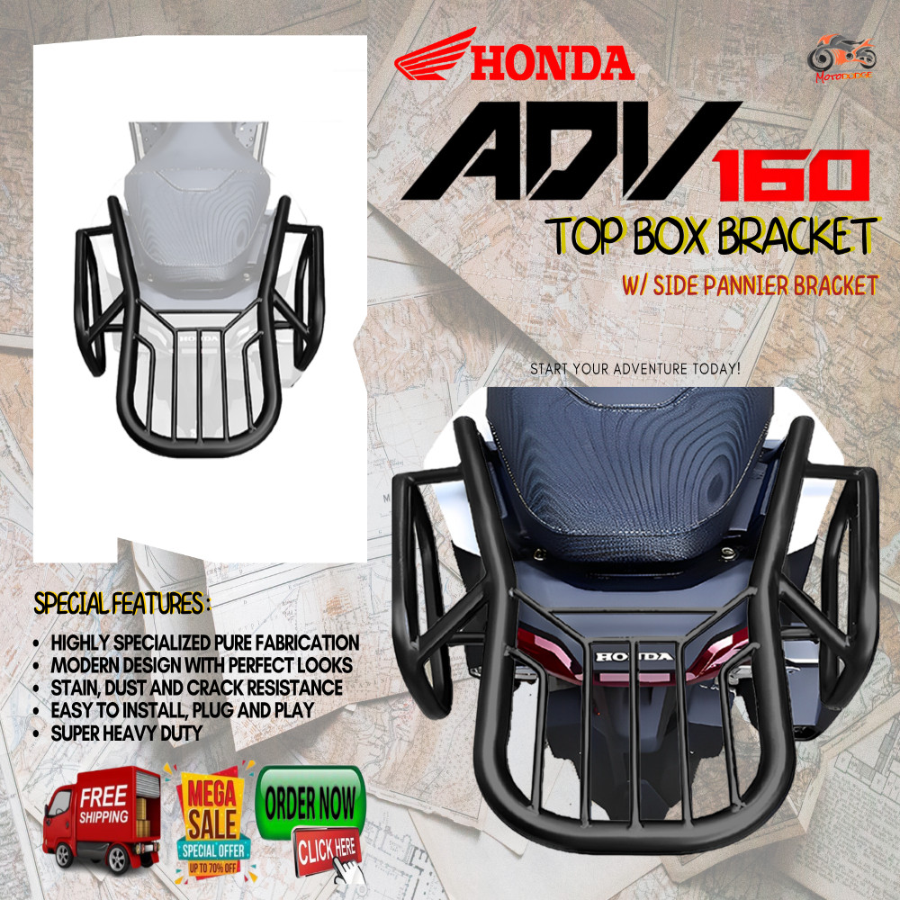 HONDA ADV 160 - HEAVY DUTY TOP & SIDE BOX BRACKET ( POWDER COAT ...