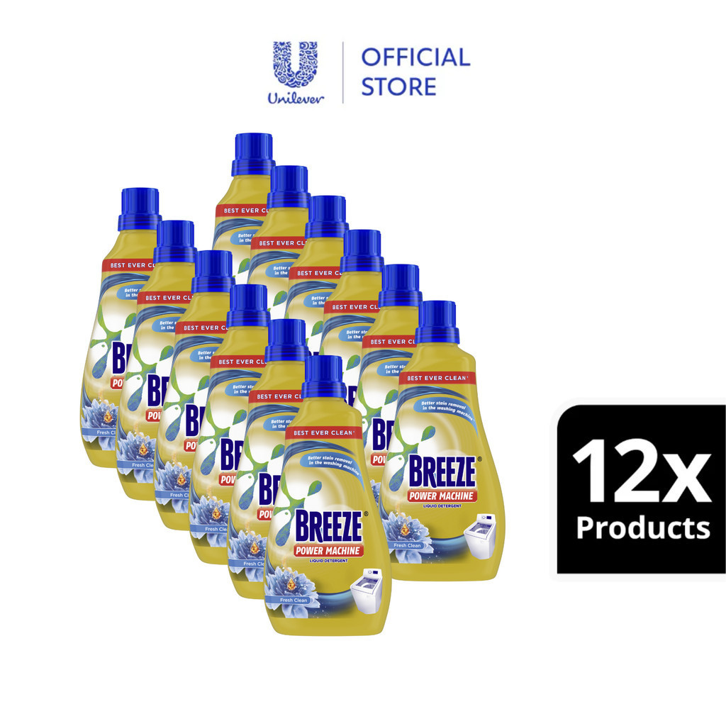 [CASE DEAL] Breeze Liquid Detergent Power Machine Fresh Clean 1KG 12x ...