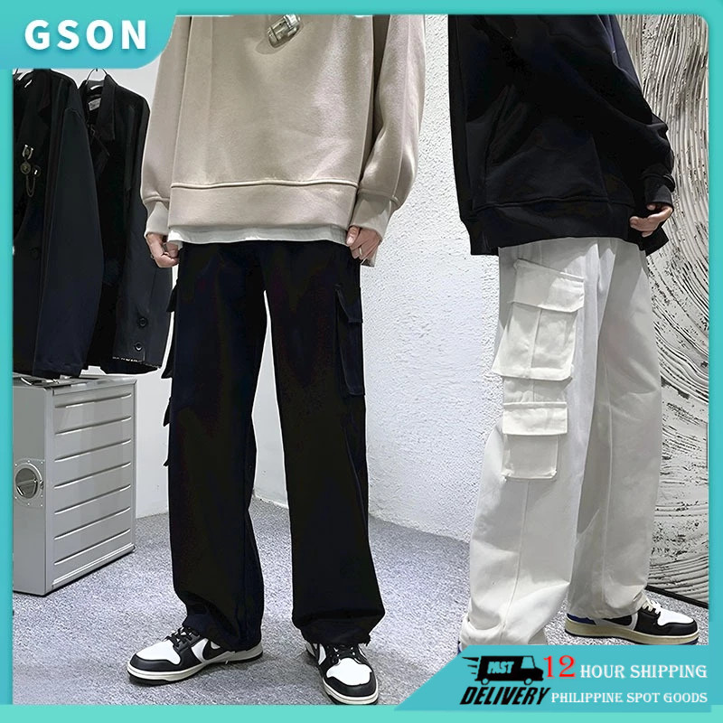 [COD]Cargo Pants For Men Cargo Pants Loose Straight Sports Trousers ...