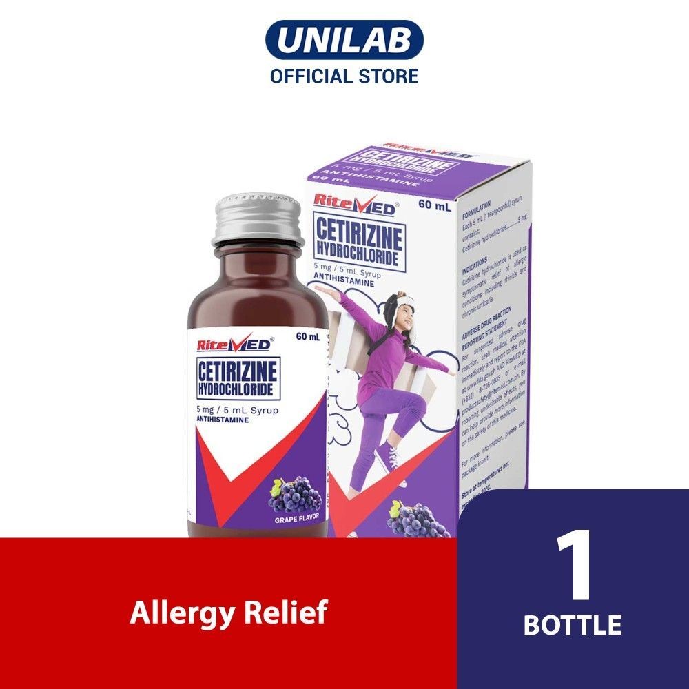 Unilab - RiteMED Cetirizine 5mg/5mL Syrup 60mL 1 Bottle (Relieve ...