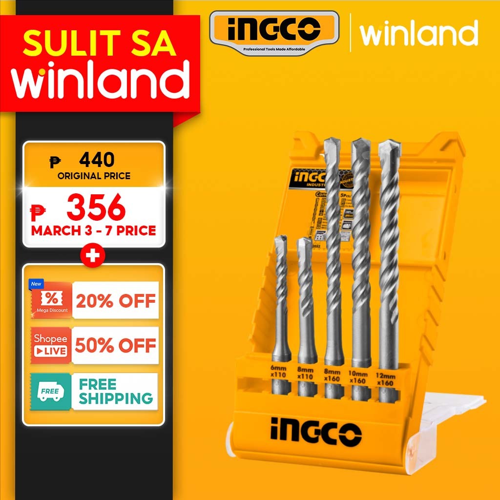 Ingco by Winland 5Pcs SDS Plus Hammer Drill Bits Set AKD2052 ING-HT | Shopee Philippines