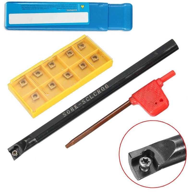 8mm S08K-SCLCR06 Turning Tools Lathe Boring Bar With 10pc CCMT060204-HM Inserts | Shopee Philippines