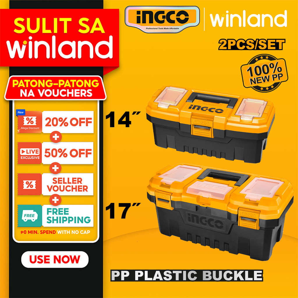 Ingco by Winland 2pcs Polypropylene Plastic Tool Boxes Set with ...