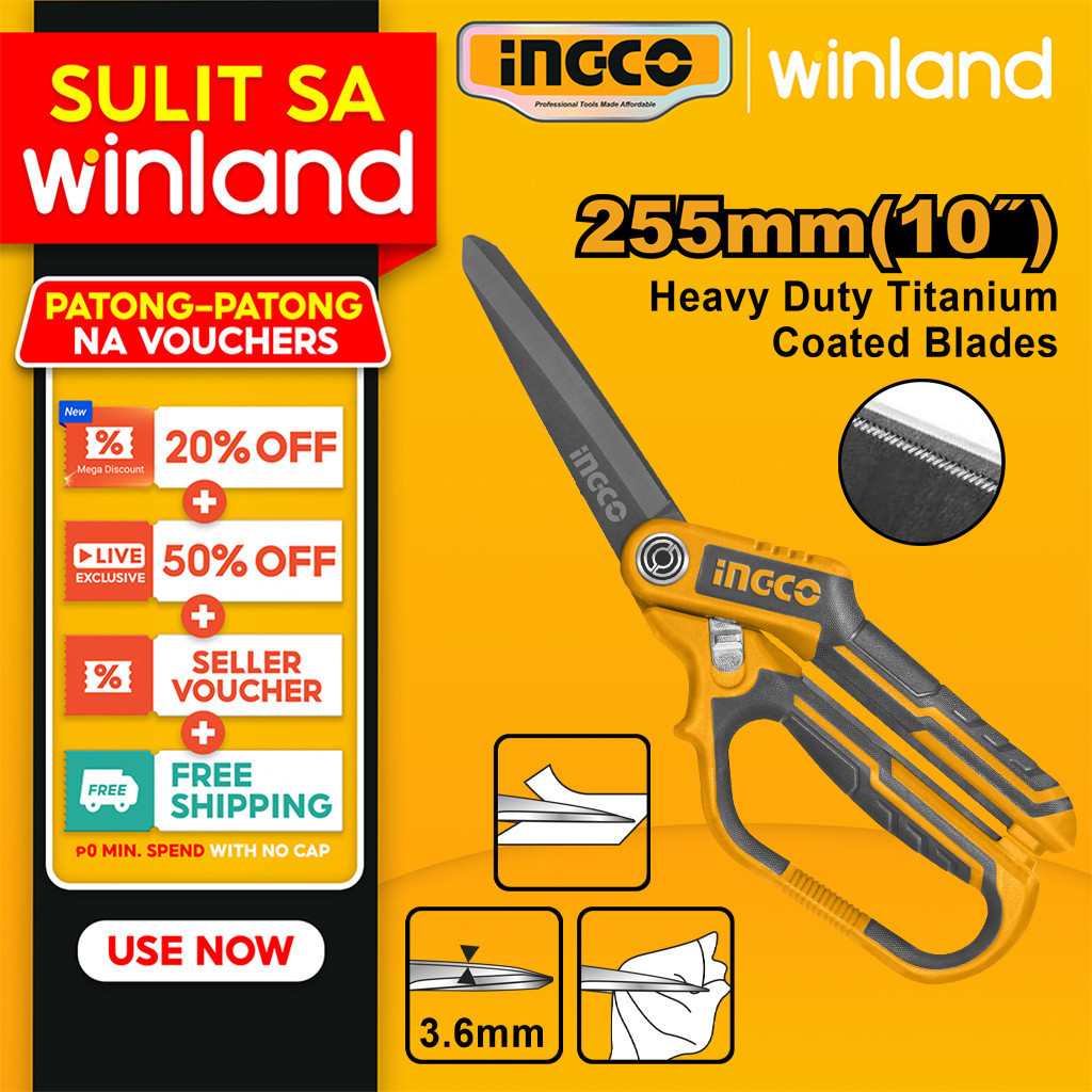 Ingco by Winland 255mm(10") Heavy Duty Titanium Rubber Grip Long-Blade ...