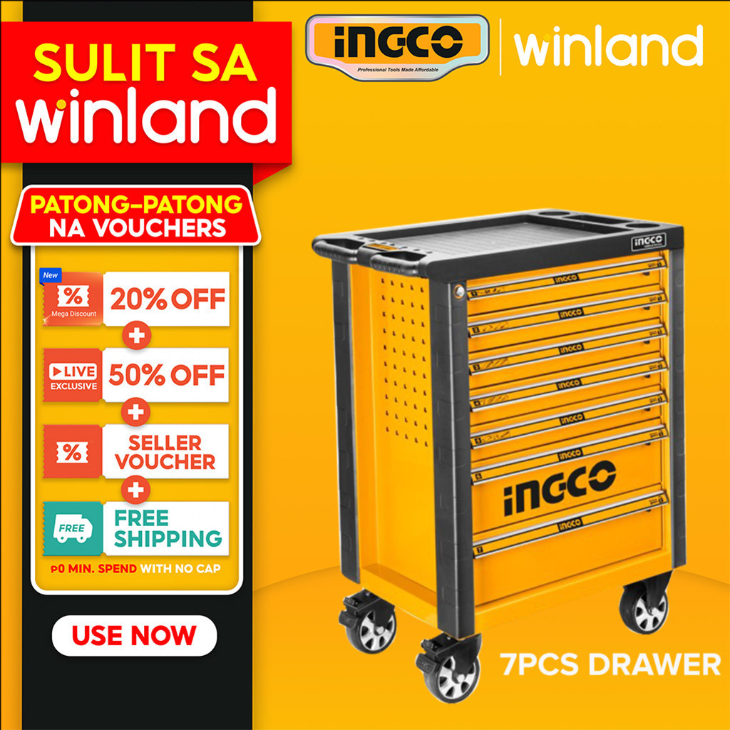 Ingco by Winland Industrial (Empty) Roller Cabinet with 7pcs Drawers ...