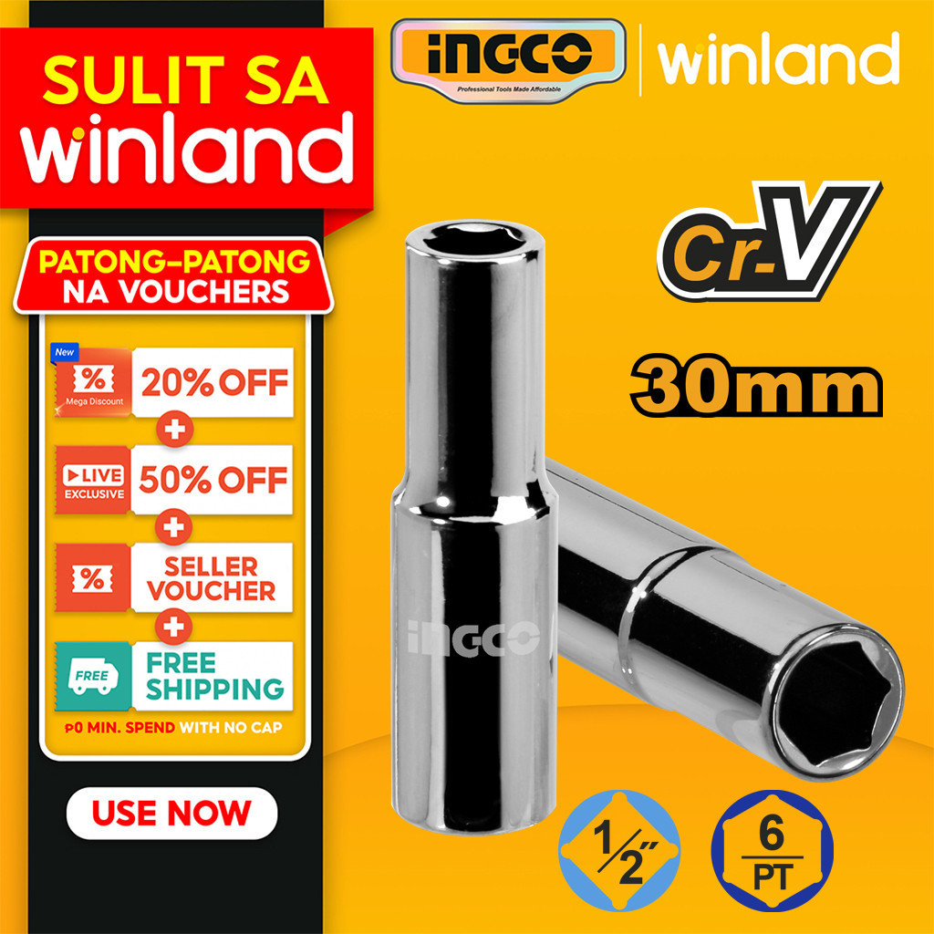 Ingco by Winland Industrial 1/2 Deep Hexagonal Socket 30mm HHAST12303L ...