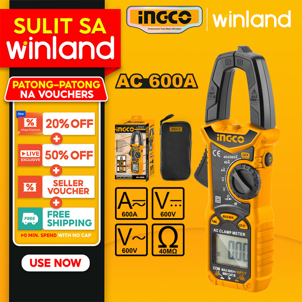Ingco by Winland TRUE RMS Digital Clamp Meter Multimeter Multi Tester w ...