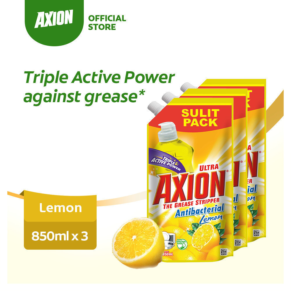 Axion Lemon Antibacterial Dishwashing Liquid with Triple Active Power ...