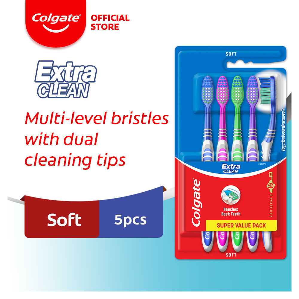 Colgate Extra Clean Toothbrush, Medium Bristles, Value Pack of 5 | Shopee Philippines