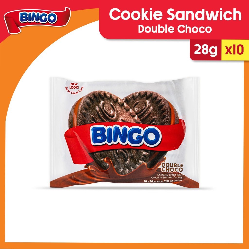 Bingo Double Choco Chocolate filled Choco Sandwich Cookies 28gx10 ...