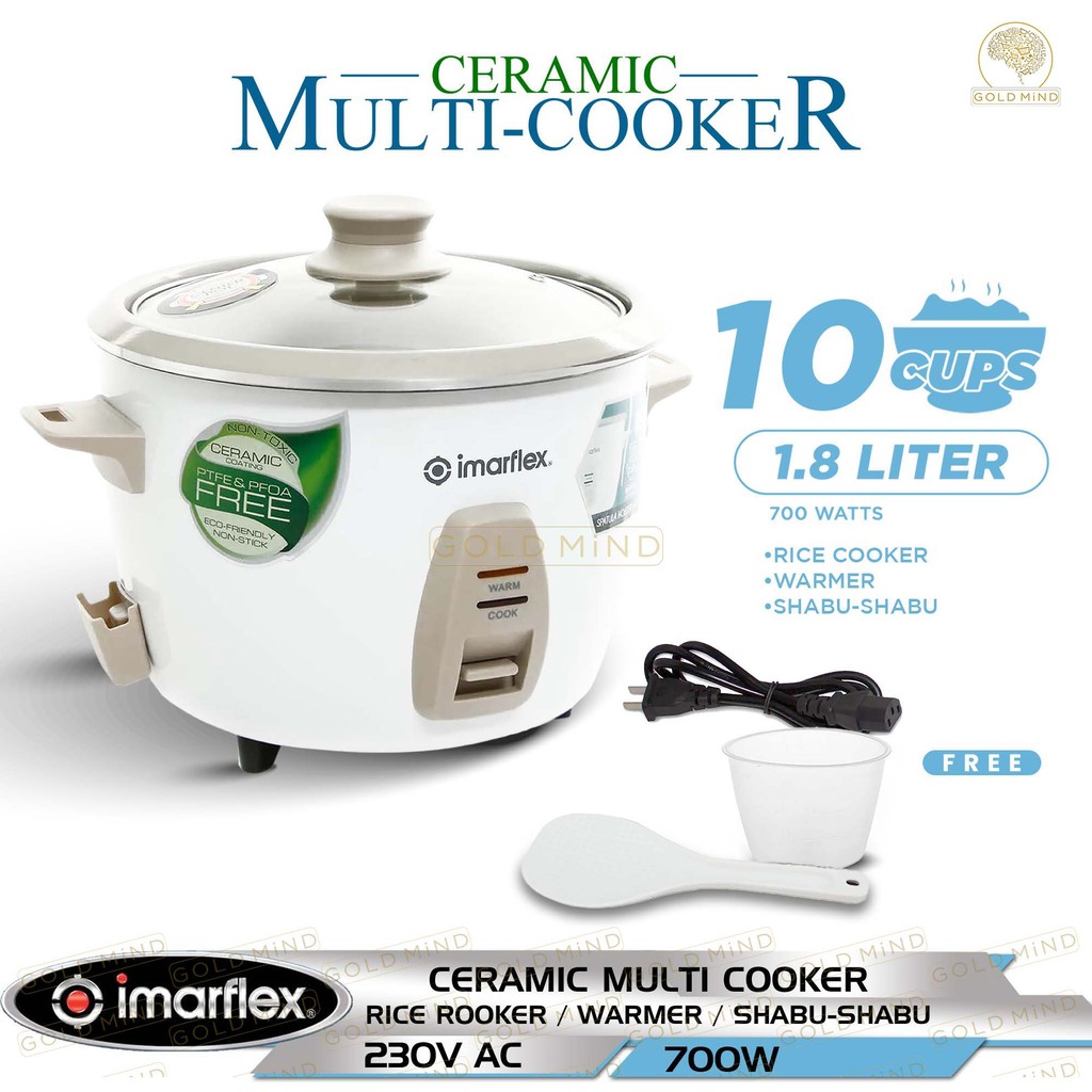 Imarflex Rice Cooker 1.8L Multi Cooker / Ceramic Pot / 10 cups / 700 ...