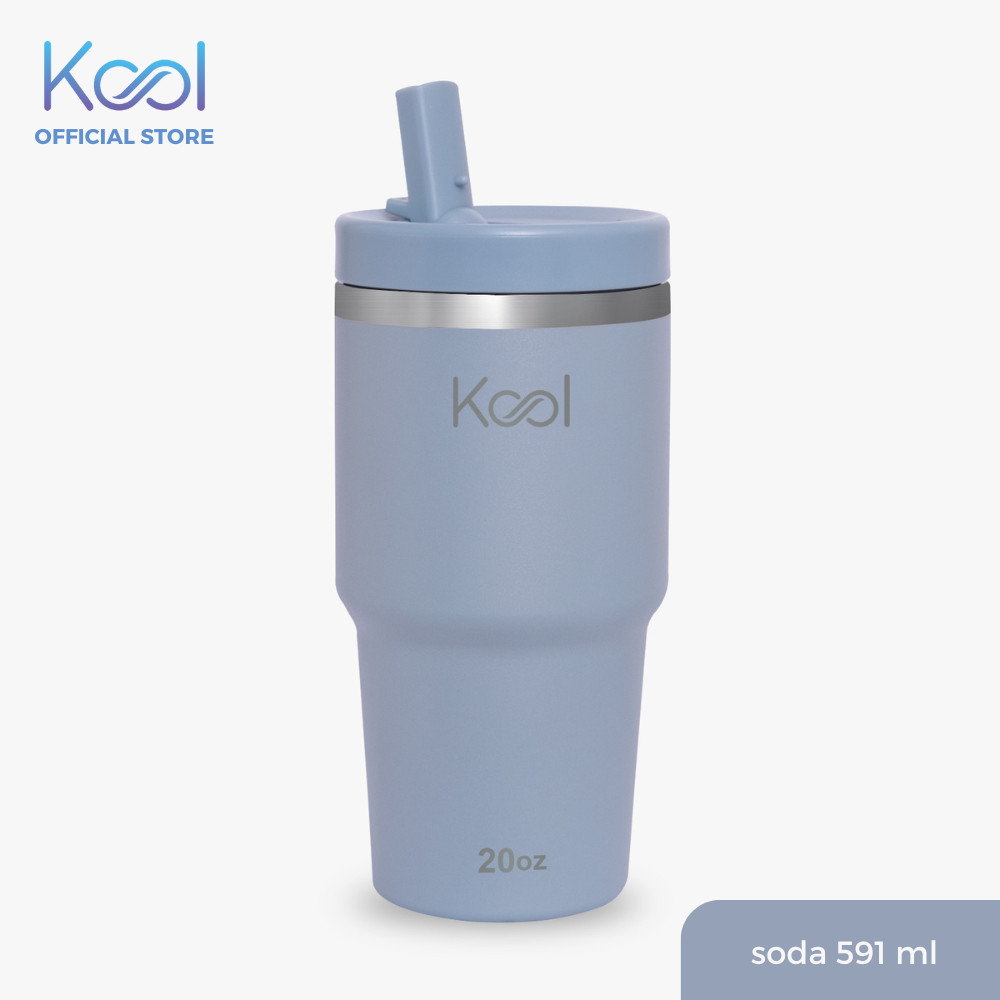Kool 591 ml (20 oz) Insulated Stainless Steel Desk Tumbler With Straw ...