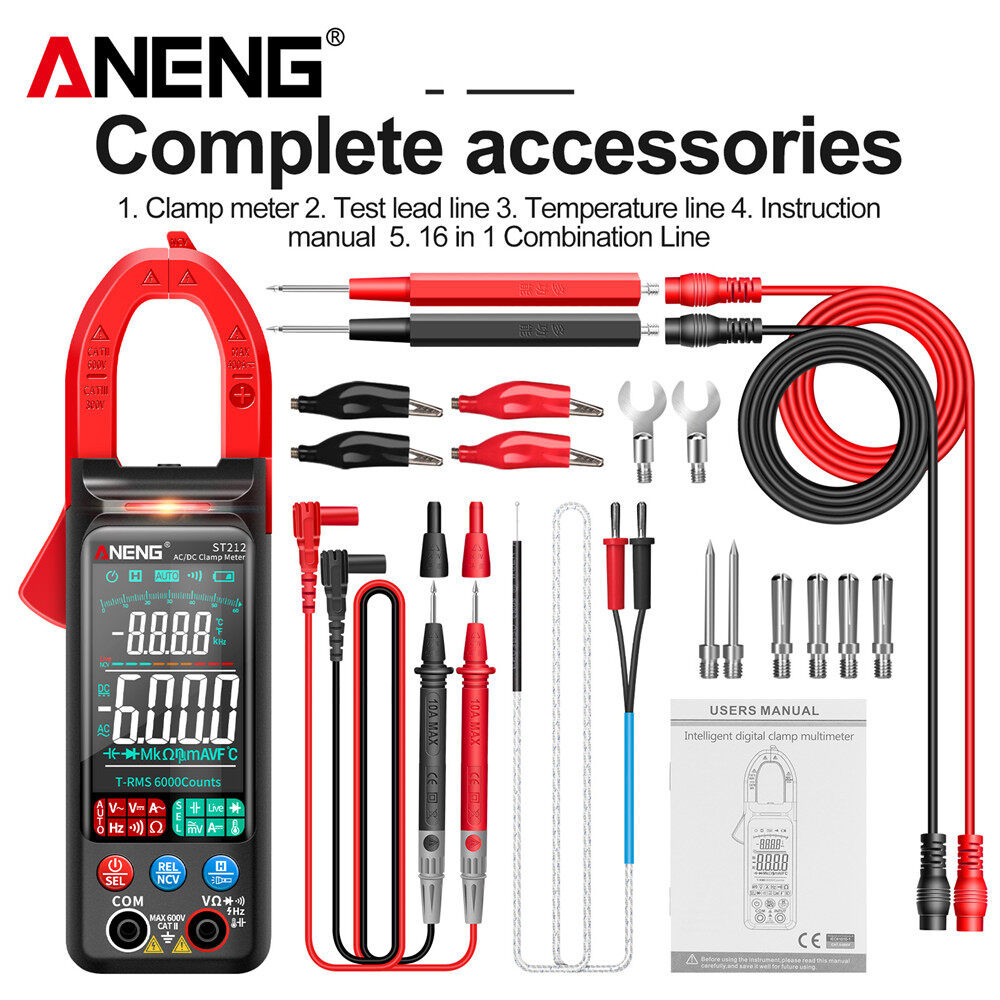 ANENG ST212 DC/AC Current Digital Clamp Meter 6000 Counts 400A Amp ...
