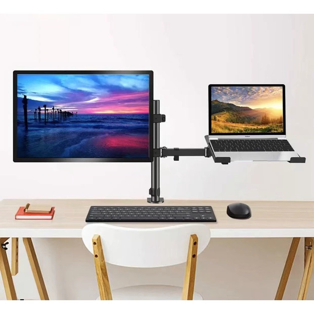 DUAL MONITOR ARM DESKTOP WITH LAPTOP ARM MOUNT BRACKET 40CM ADJUSTABLE ...
