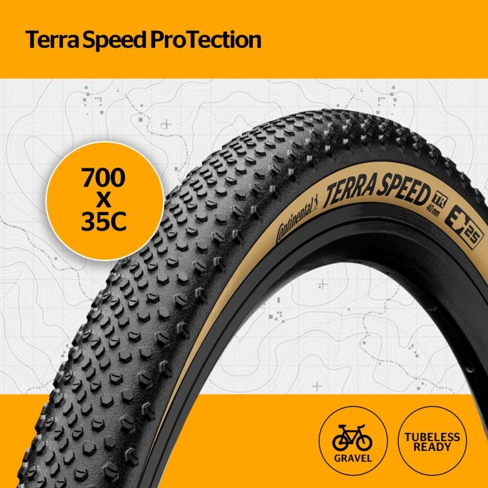 Continental Terra Speed ProTection Black/Cream Foldable Skin Tubeless ...