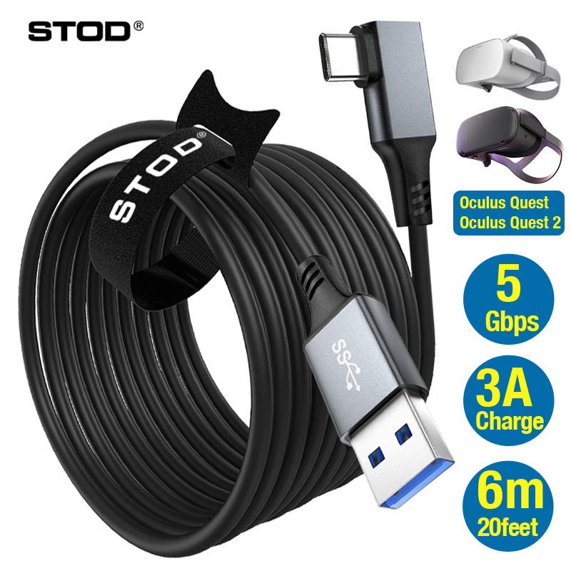 STOD Oculus Quest 2 Link Cable 6M USB Type C Right Angle Left Type-C ...