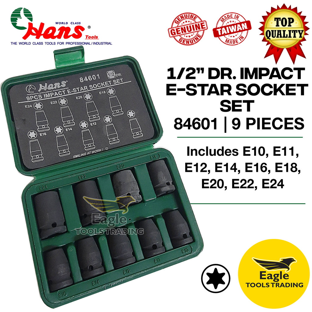 Hans 1/2" Drive Impact E-star Socket Set 84601 (9 Pieces) | Shopee ...