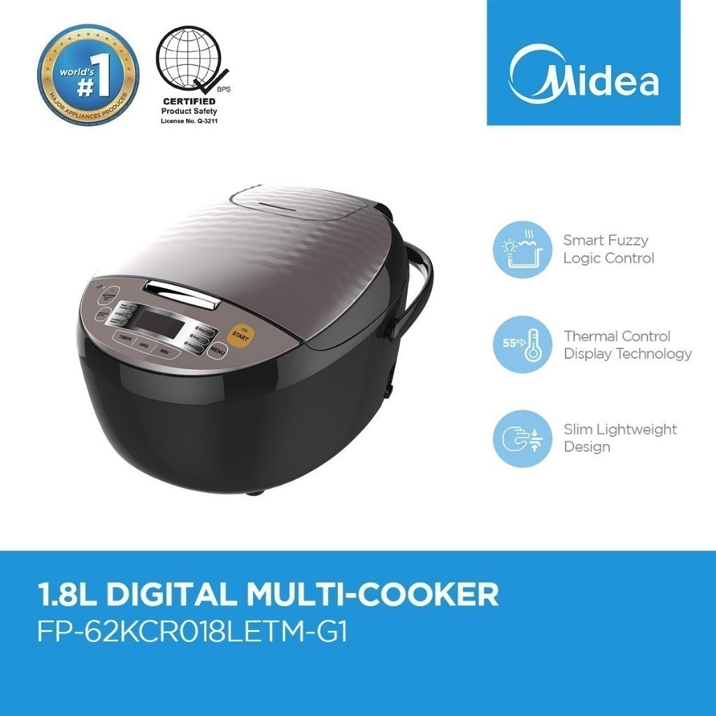 Midea Digital Rice Cooker with 8-Preset Function 1.8L Fast Cooking ...