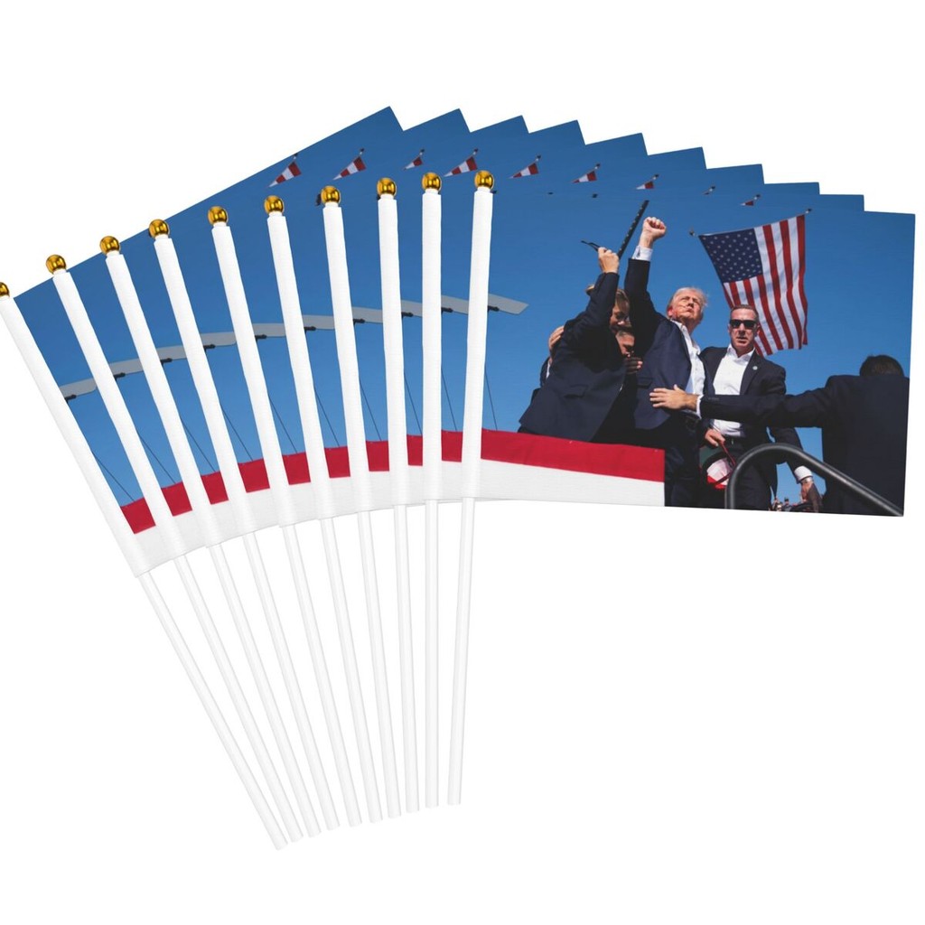 Donald Trump Shot Scene Flags on Stick 5.5x8.3 inch 10 Pack 2024 ...