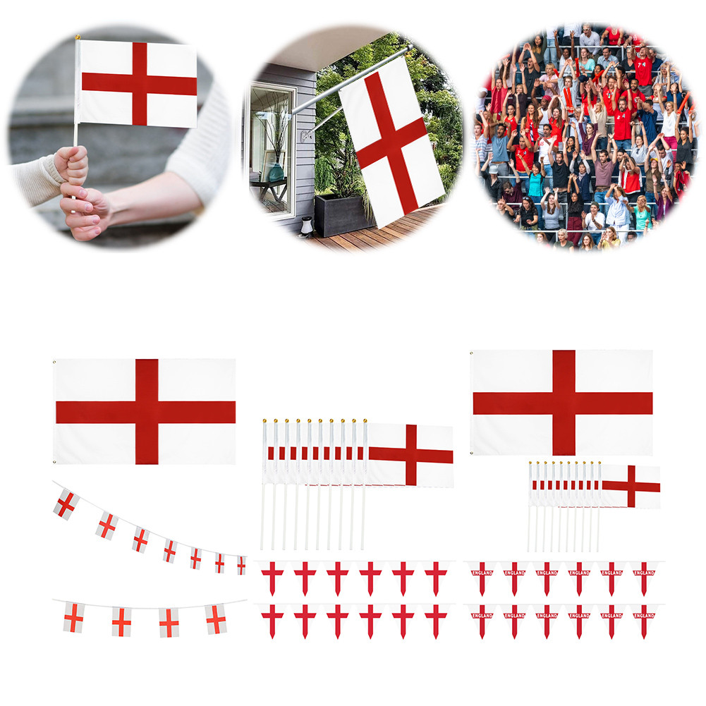 St George Cross Flags 33ft Fabric St Georges England Bunting 30 Flags ...