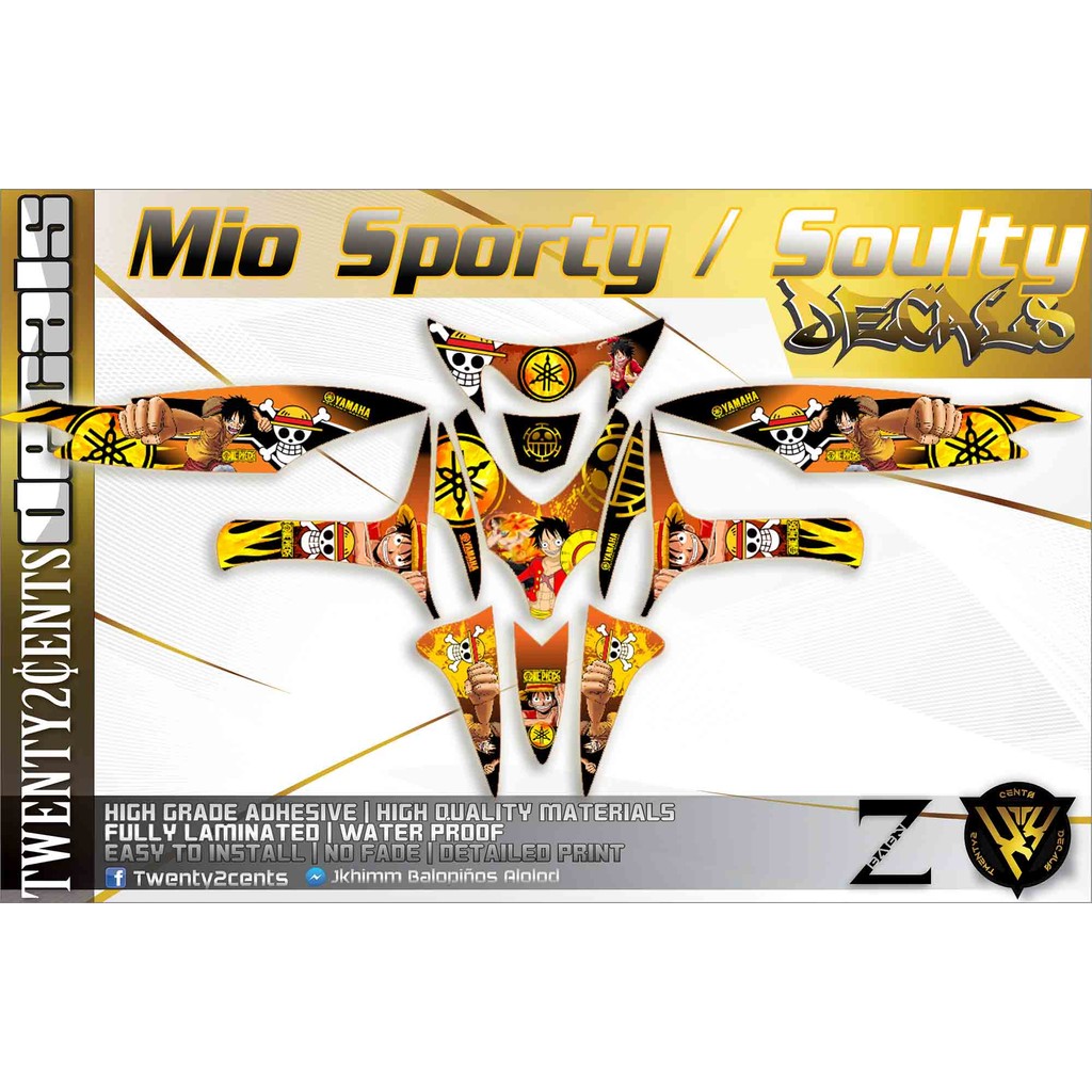 Yamaha mio sporty / soulty Decals High-Quality Stickers (luffy onepiece ...