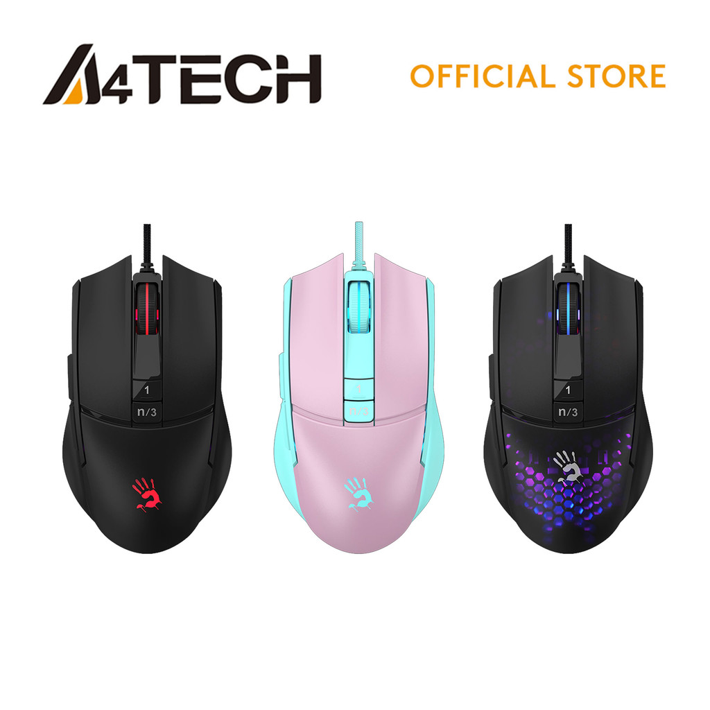 A4Tech Bloody L65 Max 12,000 CPI RGB 8000 FPS Braided Cable Lightweight Wired Gaming Mouse ...