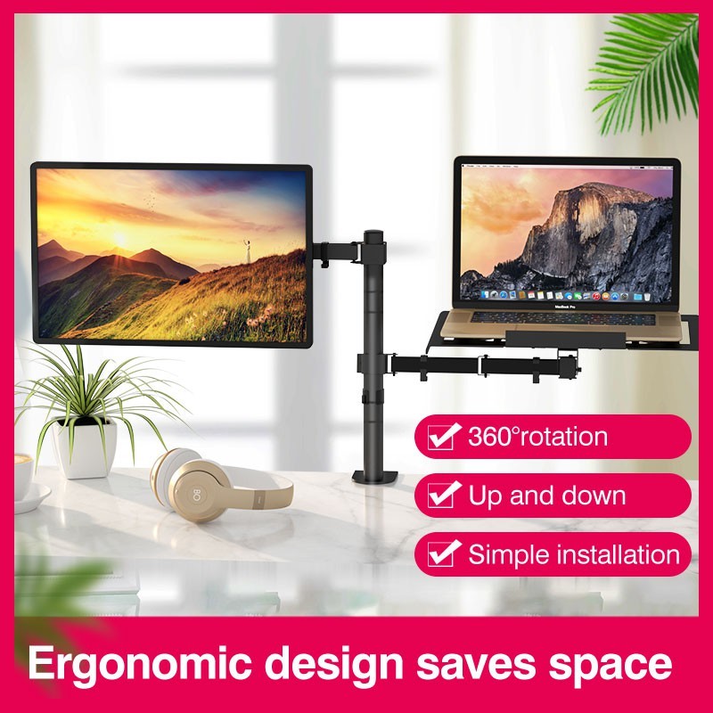 Monitor and Laptop Mount Monitor Stand Tray Desk Arms, support 15KG ...