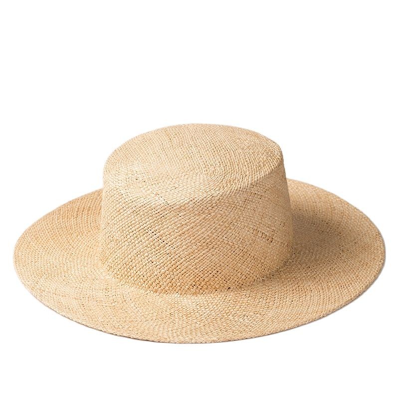 Unisex Beige Wide Brim Treasure Grass Hat Women Men Wedding Church ...