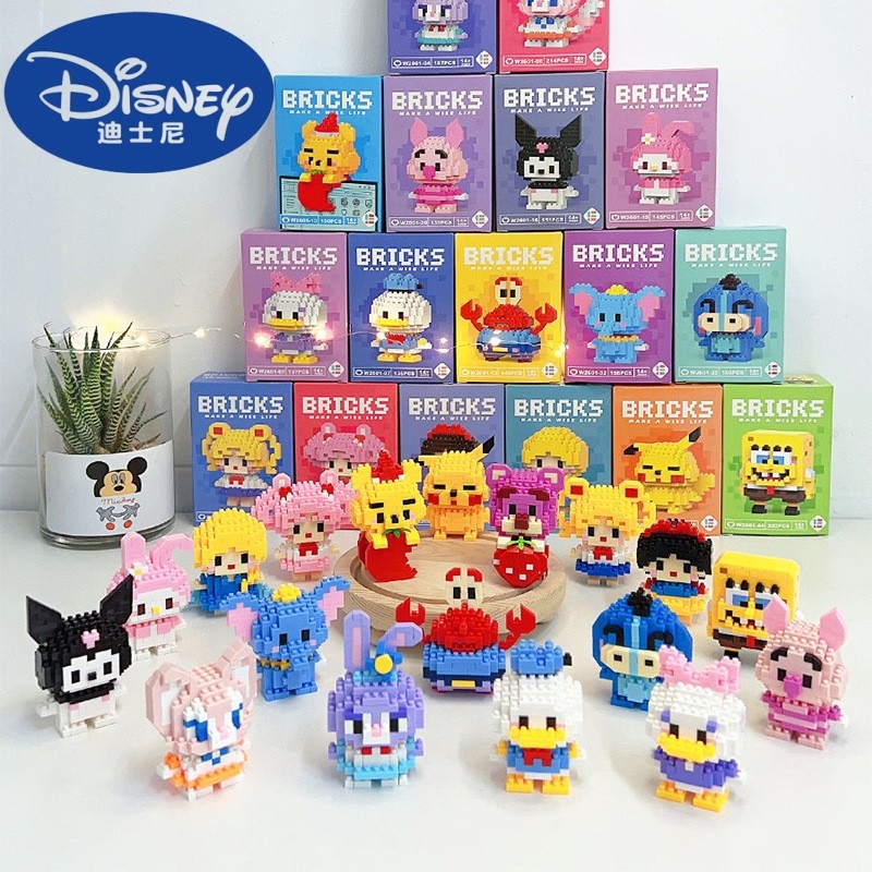 Disney Anime Princess Building Blocks Stitch Mickey Mouse mini Action ...