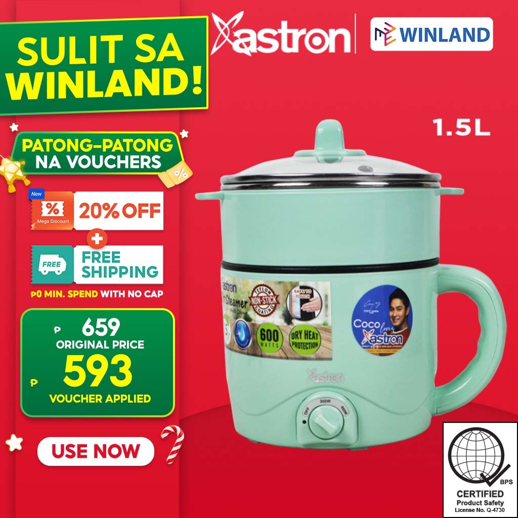 Astron by Winland Pot Steamer and Multi Cooker 1.5L 600W Electric ...