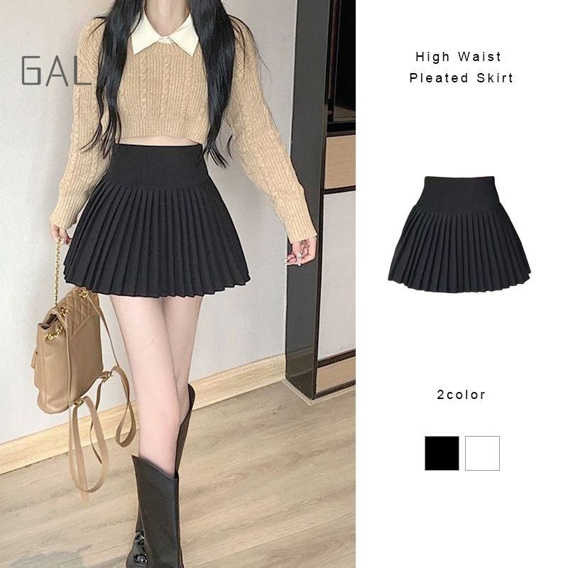 High Waist Pleated Skirt Japanese Style Sweet Fresh Skirt Anti-exposed Short Skirt Women GA ...