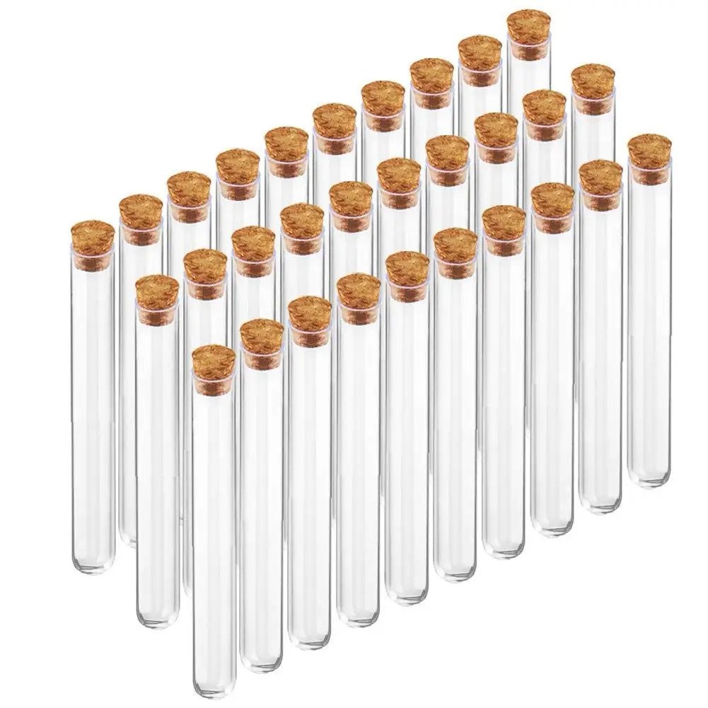 Glass Test Tubes with Cork Clear Stoppers Round Bottom Lab Test Alcohol ...
