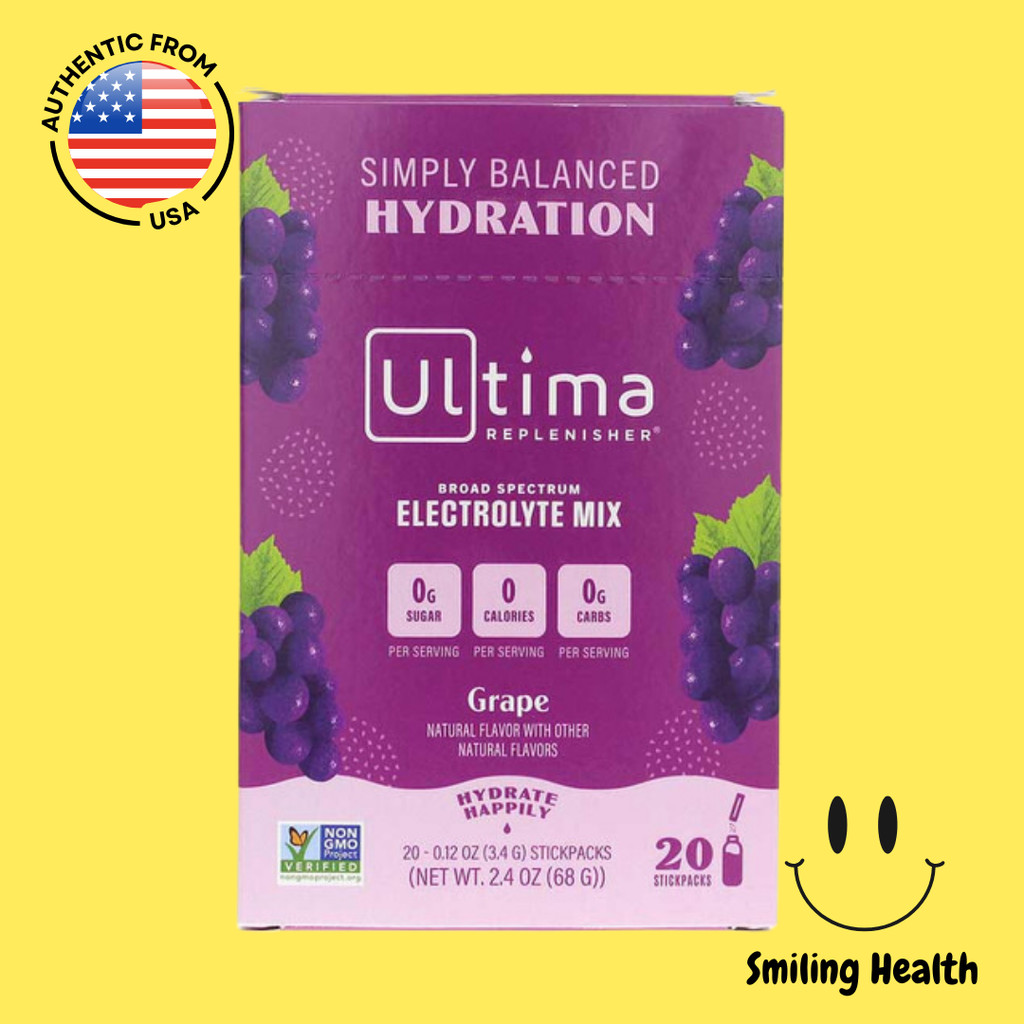 Ultima Replenisher Electrolyte Drink Mix Powder Grape Flavored, 20 ...