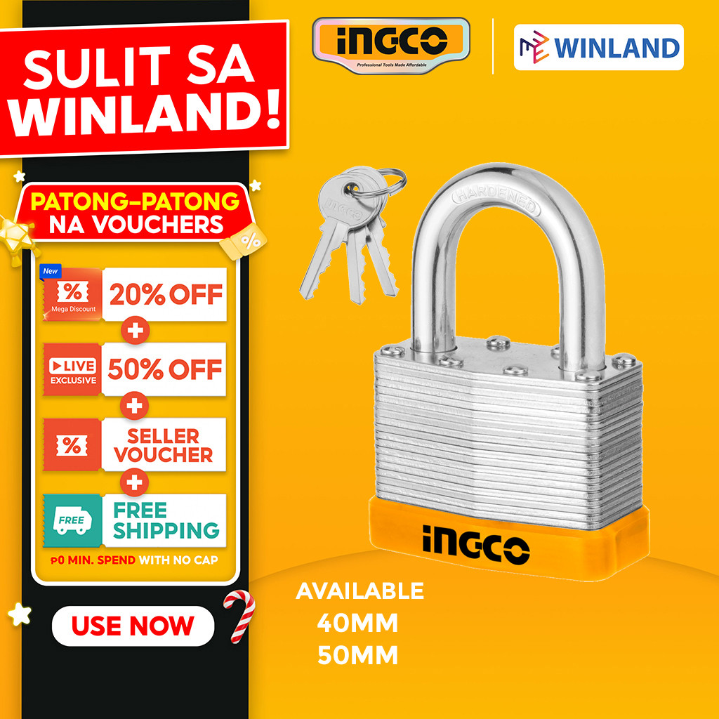 Ingco by Winland Industrial Double Safer Laminated Brass Padlock ...