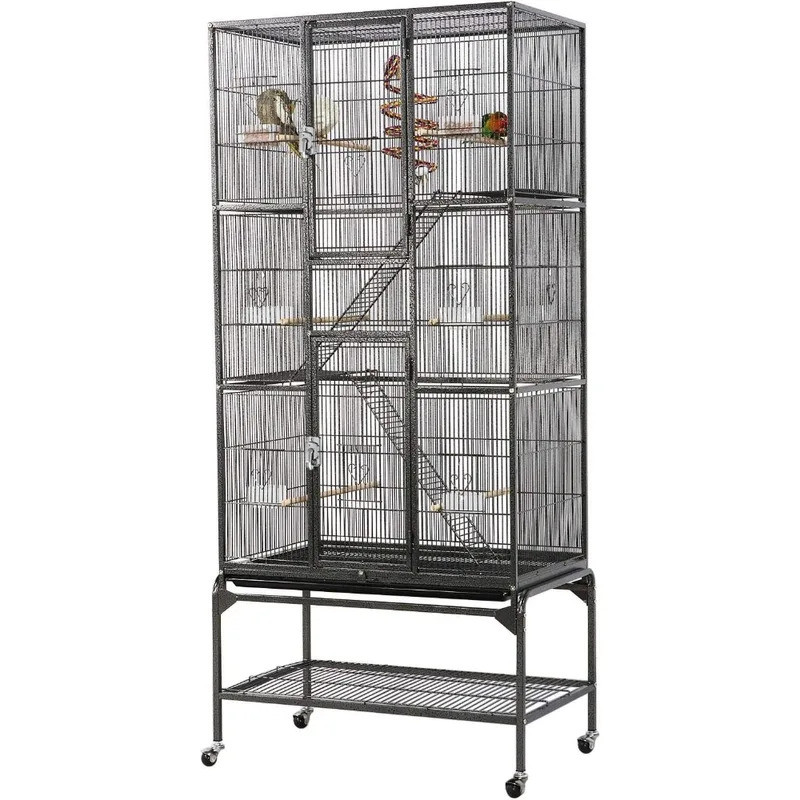 69-Inch Extra Large Bird Cage Metal Parrot Cage for Mid-Sized Parrots ...