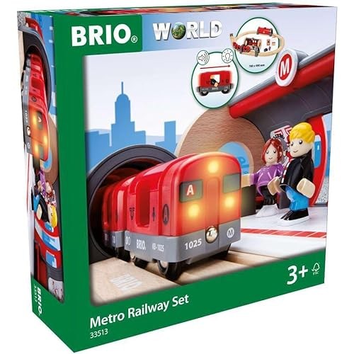 BRIO WORLD METRO RAILWAY SET 20 pieces Ages 3 Train Toy Wooden Rail ...