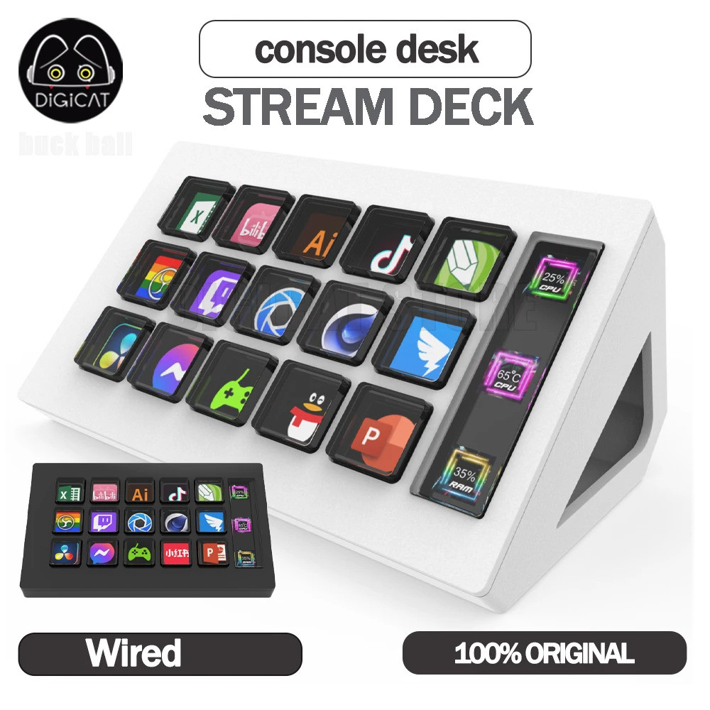 StreamDeck Mini Visual Keyboard 15Keys Stream Deck LCD Buon Live Content Creation Controller ...