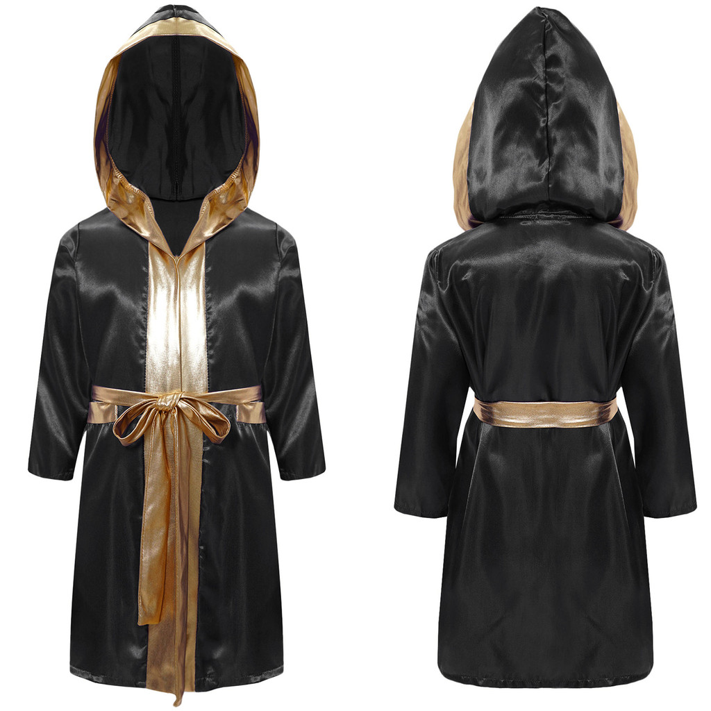 Yartina Kids Boxing Costume with Hooded Boxer Robe Halloween Cosplay ...