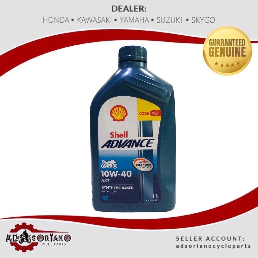 SHELL ADVANCE AX7 10W-40 SYNTHETIC BASED ENGINE OIL GENUIENE 1L ...