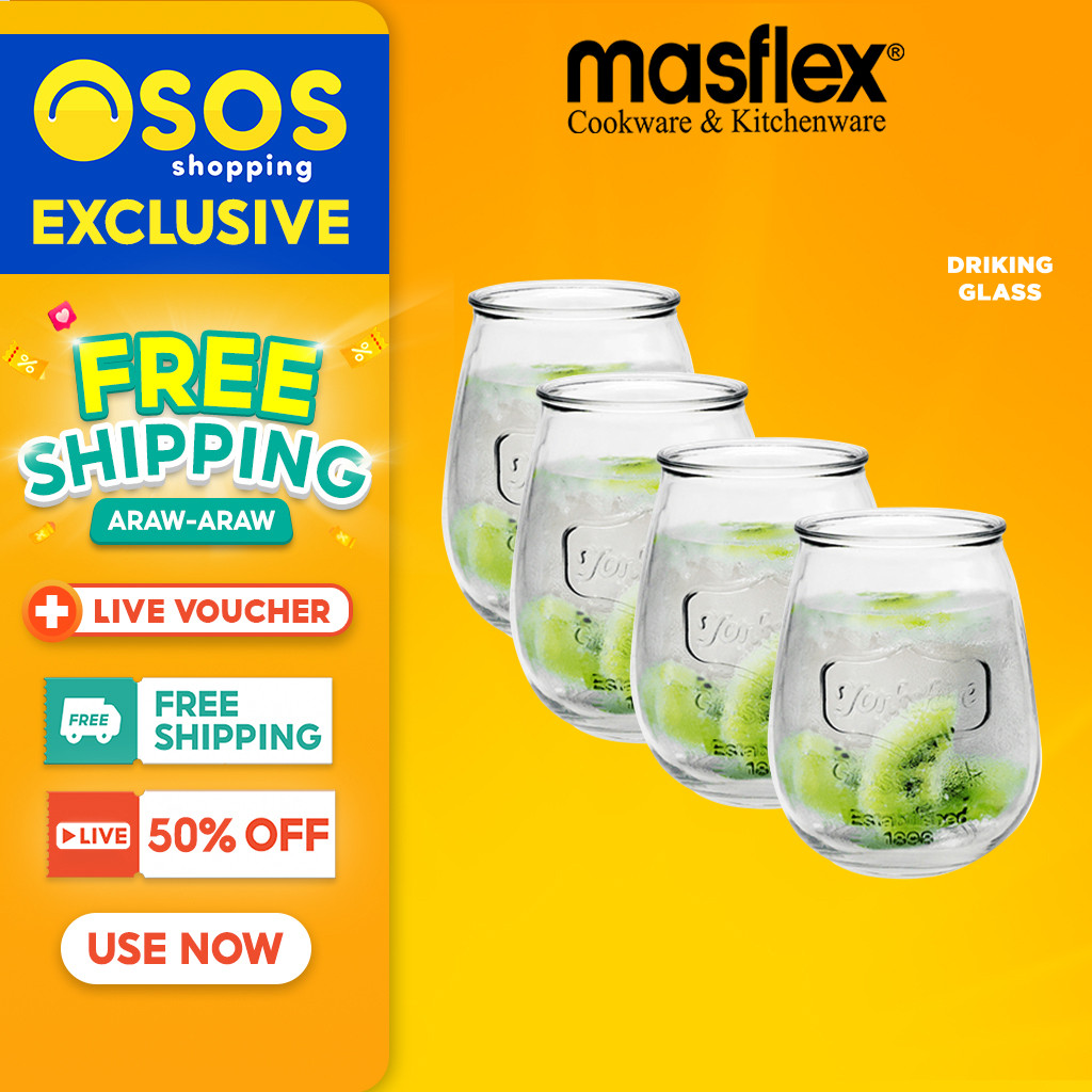 Masflex Original 450ml 4 Piece Pear Shape Drinking Glass QG-060 •OSOS ...