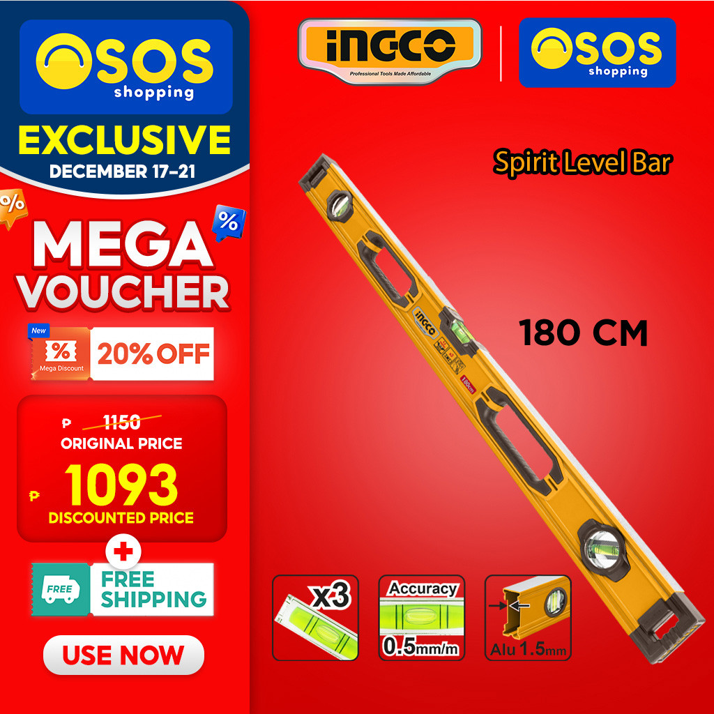 INGCO by OSOS Spirit Level bar 180cm HSL08180 | Shopee Philippines