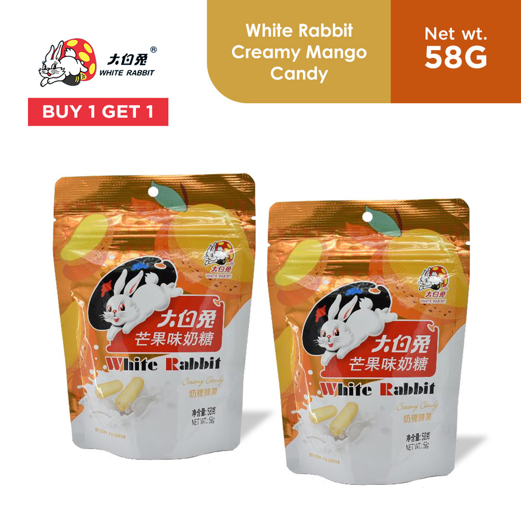 (BUY 1 GET1) White Rabbit Mango Flavor Creamy Candy - 100% Original 58g ...