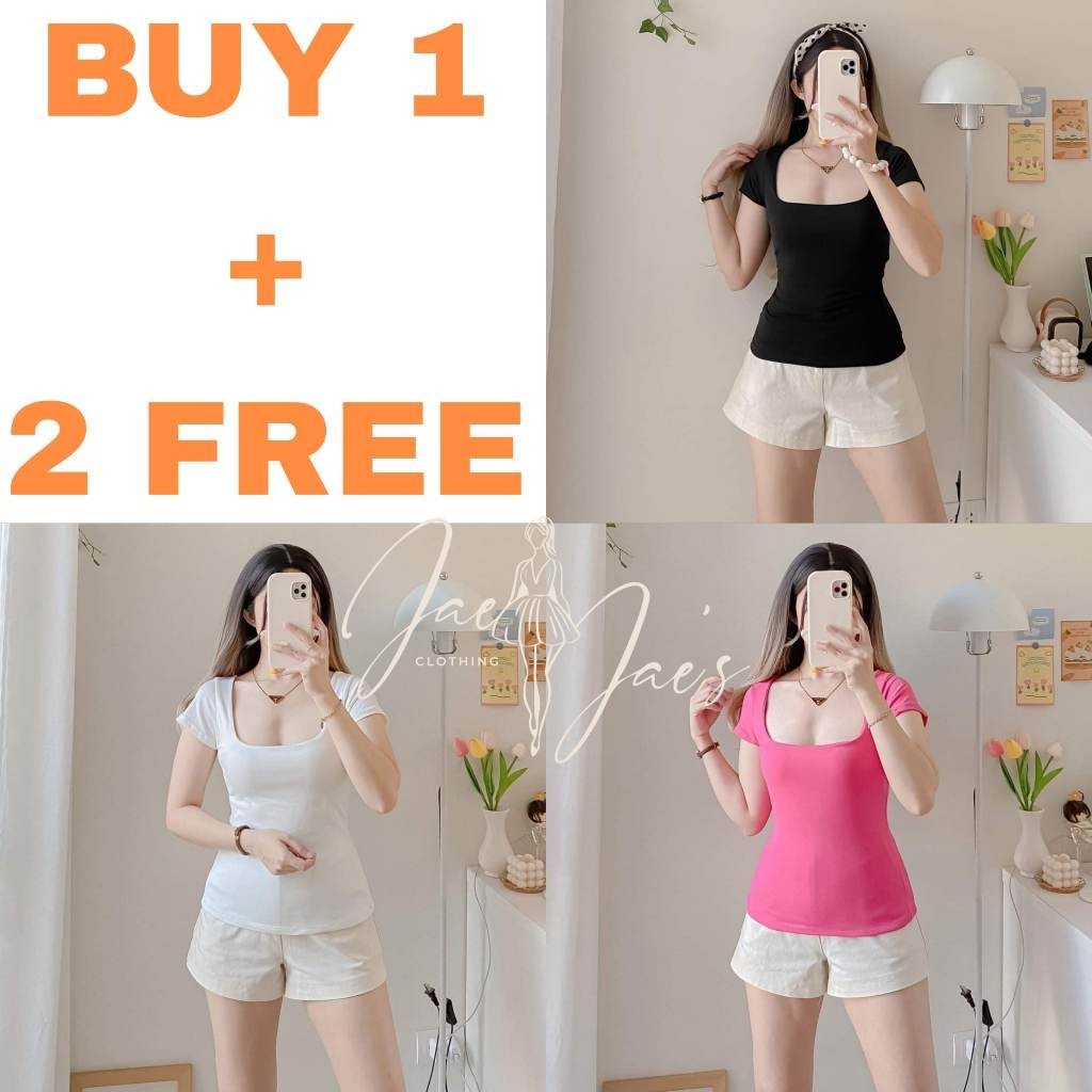 Laika Buy 1 + 2 Free (3PCS) Square Neck Full Length Double Lining Top ...