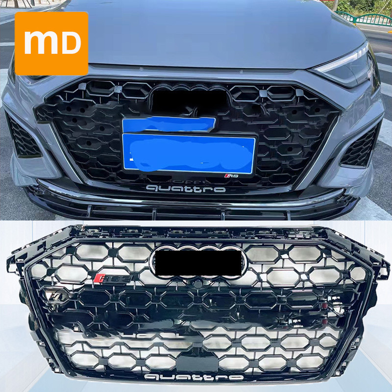 Glossy Black Honeycomb Radiator Grilles For 2021 Audi A3 Upgrade RS3 ...