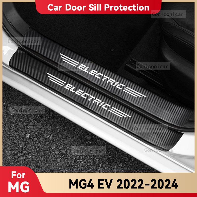 ⊰Car Carbon Fiber Door Sill Sticker For MG MG4 EV ELECTRIC 2022-2024 ...