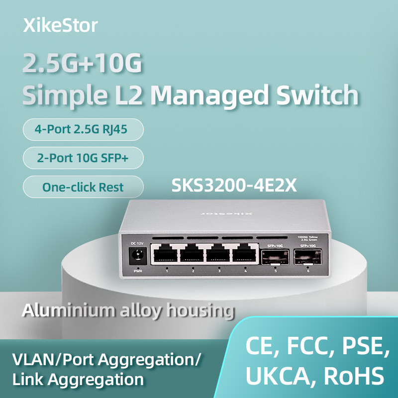 ☜2.5G Simple L2 Managed 4-Port 2.5G RJ45 2-Port 10G SFP+ Ethernet VLAN ...